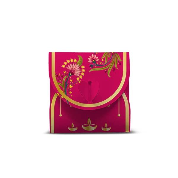 Gift Card Envelope with Heart Clasp - 9x9CM - Festive Prints (Magenta ...