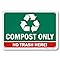 Amazon.com: SmartSign 7 x 10 inch "Compost Only - No Trash Here Sticker ...