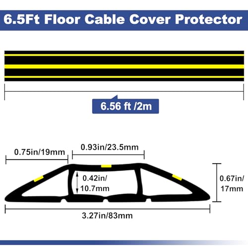 Cable Cover Floor Cable Protector, 2M Outdoor Cable Cover with 3 Cord ...