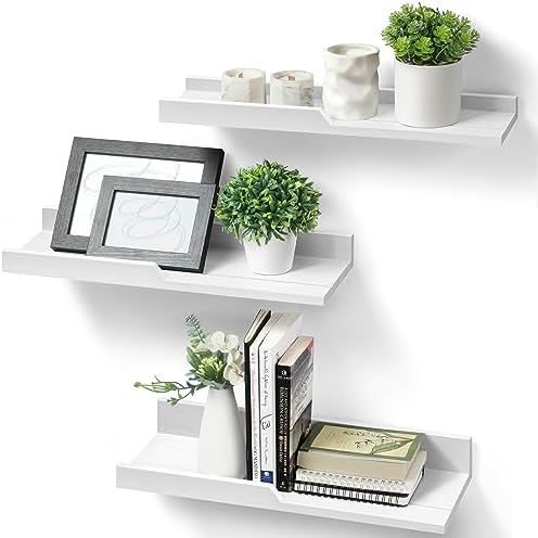 Amazon.com: Mkono Floating Shelves White Wood Wall Mounted Rustic ...