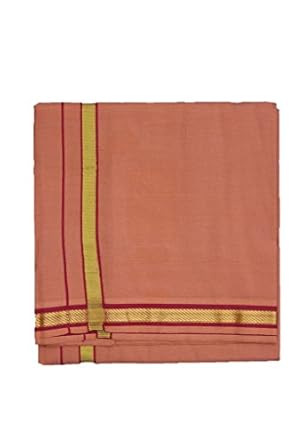 Buy 4Mulam(2Mts) Suriya Cotton Dhoti Kaavi Color at Amazon.in