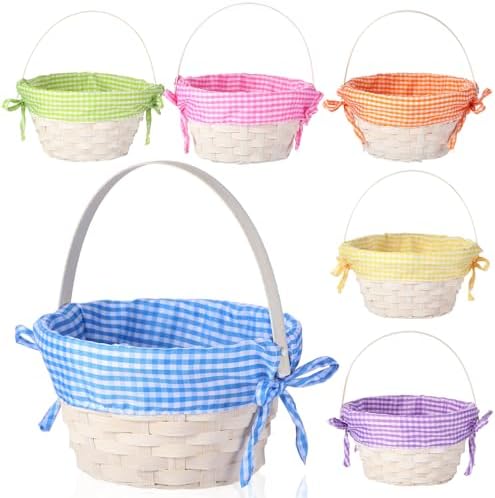 Amazon.com: Cinnvoice 6 Pcs Easter Baskets with Handle and Liner Easter ...