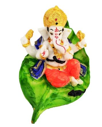 Green Pan Patta Lord Ganesha Idol for Gift/Home/Car Dashboard, Ganesh ...