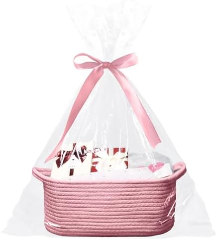 Amazon.com: GIFTEXPRESS White Woven Easter Gift Basket with Clear Bag ...