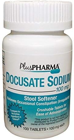 Amazon.com: Docusate Sodium 100mg Tablets (Compare to Colace) 100ct ...