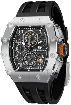 Buy TSAR BOMBA Mens Watches Luxury Tonneau Watches For Men Waterproof ...