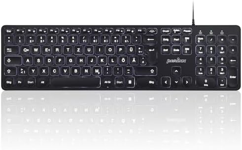 Perixx PERIBOARD-331 Wired USB Backlit Keyboard, Slim Design with Large ...