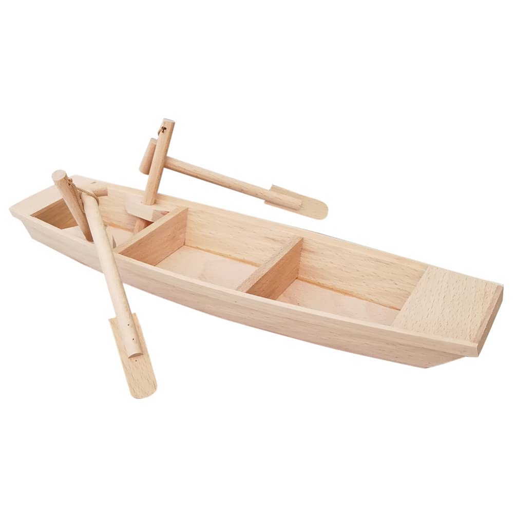 Amazon.com: Unfinished Wooden Rowboat, Mini Wood Boat Model Figurine ...