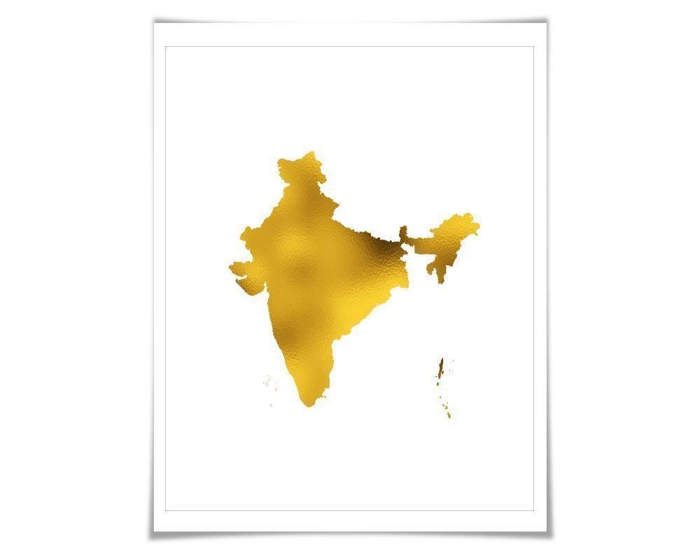 Amazon.com: India Map Gold Foil Art Print. 7 Foil Colours/3 Sizes ...