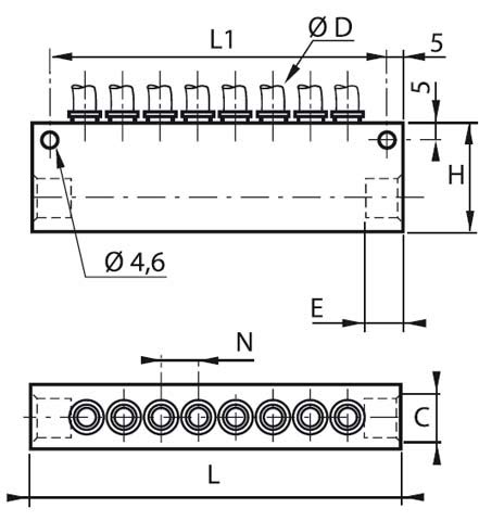 Legris 3310 04 13 Anodized Aluminum Monoblock Manifold, 4 mm Tube OD, 1 ...