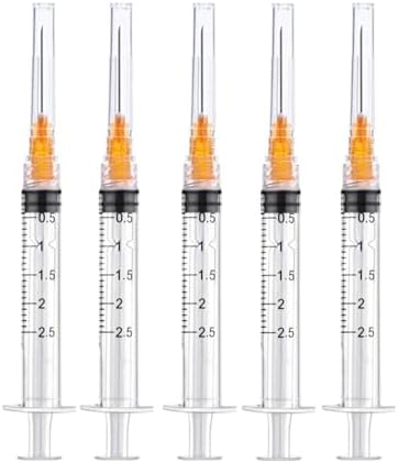 Amazon.com: 100 Pack Disposable 2.5ml/cc Lab Syringes with 25Ga 1 Inch ...