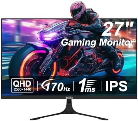 27 Inch QHD 1440P Gaming Monitor, 170Hz 144Hz IPS Computer Monitor ...