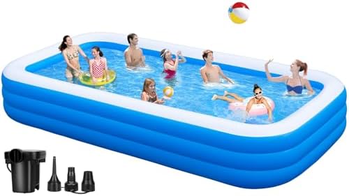Amazon.com: Extra Large Inflatable Swimming Pool with Pump，Lylting 130 ...