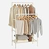 SONGMICS Clothes Rack, Metal Stand with 2 Hanging Rails and Storage ...