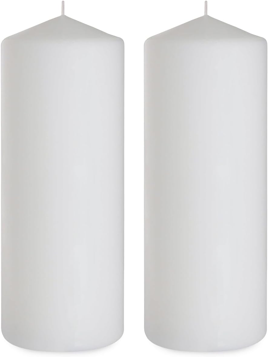 Amazon.com: Set of 2 3x8 Inch White Pillar Candles, Dripless Unscented ...