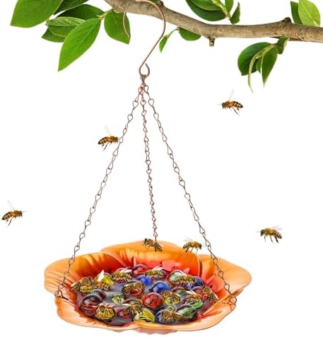 Amazon.com : Bee Feeder with Vivid Hibiscus Design - Anti-Rust Iron Bee ...