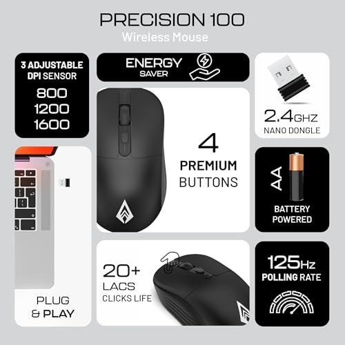Archer Tech Lab Wireless Mouse, 2.4GHz USB Nano Receiver,3 DPI (800 ...