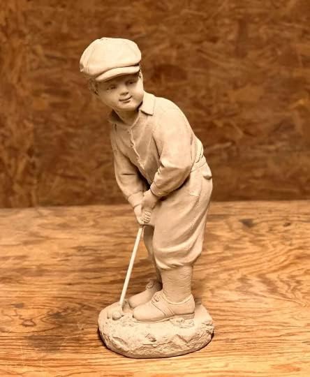 Amazon.com: Male Golfer Concrete Statue Boy Playing Golf Figurine ...