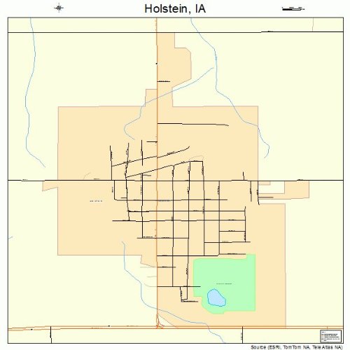 Large Street & Road Map of Holstein, Iowa IA - Printed poster size wall ...