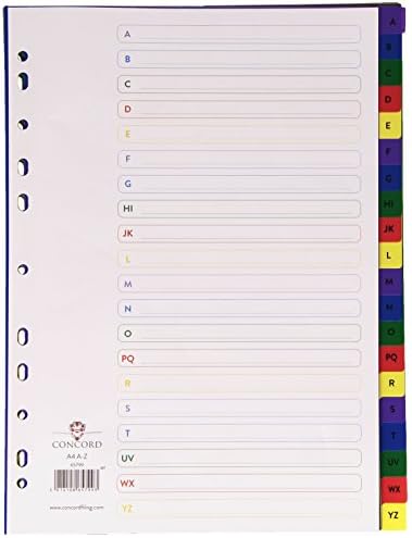 Concord Plastic Index Polypropylene 120 Micron Europunched A-Z A4 ...