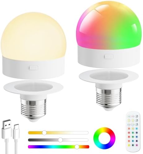 USB Rechargeable Light Bulb with Magnetic Base Detachable, 5W Dimmable ...