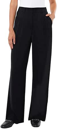 Matty M Women's Essential Trouser Pants (Medium, Black) at Amazon Women ...