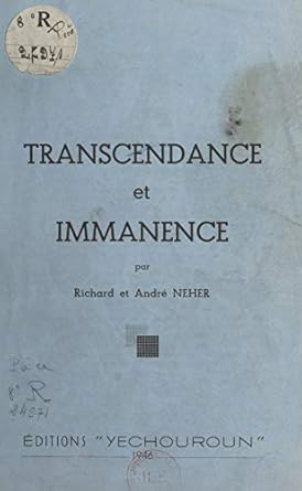 Amazon.com: Transcendance et immanence (French Edition) eBook : Neher ...
