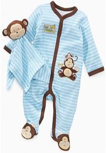 Amazon.com: Little Me Layette Footie with Full Snaps, Monkey Stripe ...