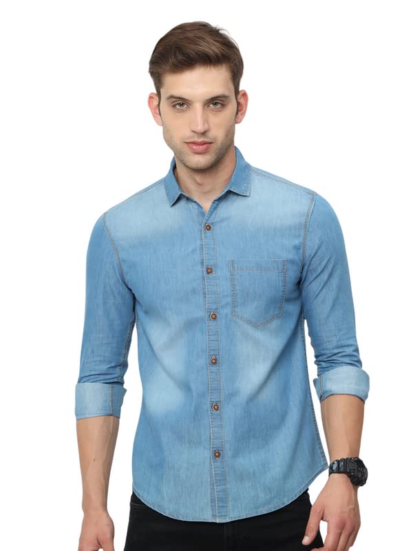 STREETKING Street King Men Light Blue Shaded Denim Full Sleeves Regular ...