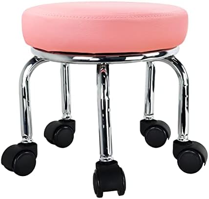 Amazon.com: WKWKER Modern Roller Seat PU Leather Low Round Rolling ...