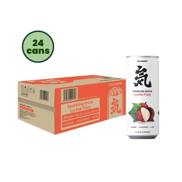 GENKI FOREST Flavored Sparkling Lychee Fizzy, 0 sugar, 0 calories, 100% | Gourmetian