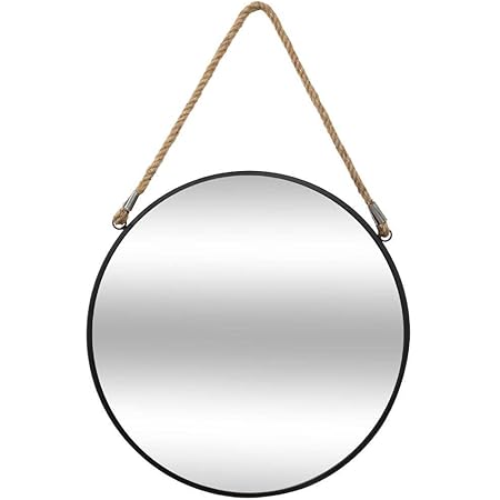 Urban Living Wall Hanging Mirror Round Hessian Rope Black Or Gold ...