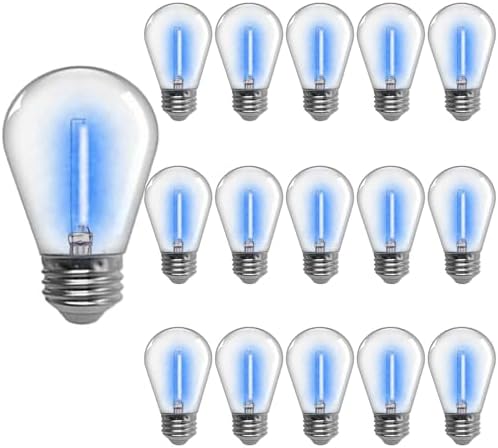 15 Pack S14 LED Bulb Blue 1W S14 Filament Bulb Shatterproof Blue ...