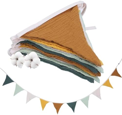 Fabric Bunting Banner,Triangle Baby Bunting for Nursery,Double Sided ...