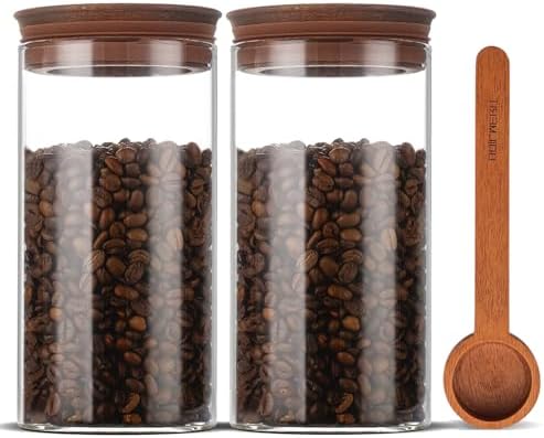 Amazon.com: Venuekkuri Glass Coffee Grounds Container with Shelf, 2 × ...