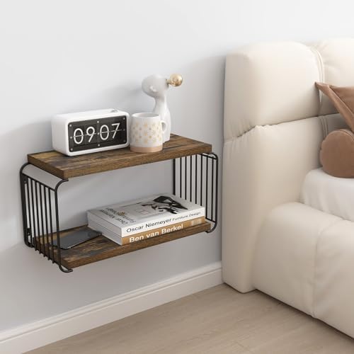 Amazon.com: Adowes Floating Nightstand 2 Tier Modern Wood Nightstand ...