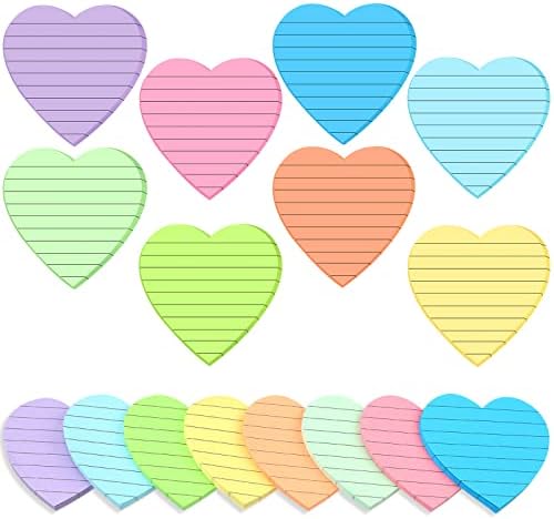 Amazon.com : Teling 24 Pcs Heart Shape Lined Sticky Notes Cute Sticky ...