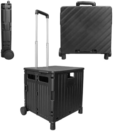 Berry 50 L Foldable Shopping Trolley - Black, 40 KG Plastic Trolley ...