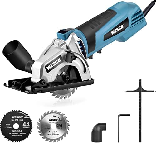 HYCHIKA Mini Circular Saw, Circular Saw with 3 Saw Blades, Scale Ruler ...