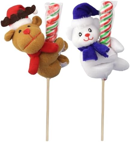 Amazon.com : Gourmet Christmas Swirl Lollipops with Plush Mini Finger ...