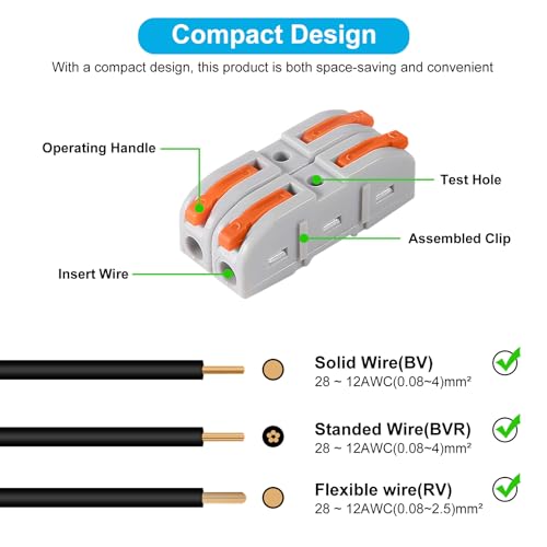 Snapklik.com : 50PCS Lever Wire Connectors, 1 To 1 Inline Assemblable ...