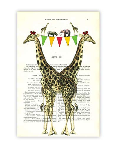Amazon.com: Giraffe poster, safari animals birthday banner dictionary ...