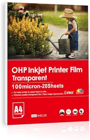 INKUWAY Inkjet Transparent Film A4 20 Sheets OHP Overhead Projector ...