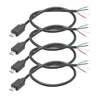 2Pcs Short Micro USB 4 Pin Bare Wire,Micro USB 5V/2A 4 Pin Pigtail Open ...