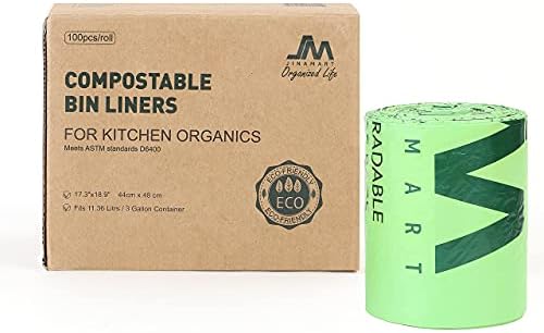 Biosak Compostable Green Bin Liners, 41.9 cm × 44.45 cm (16.5 in × 17.5 ...