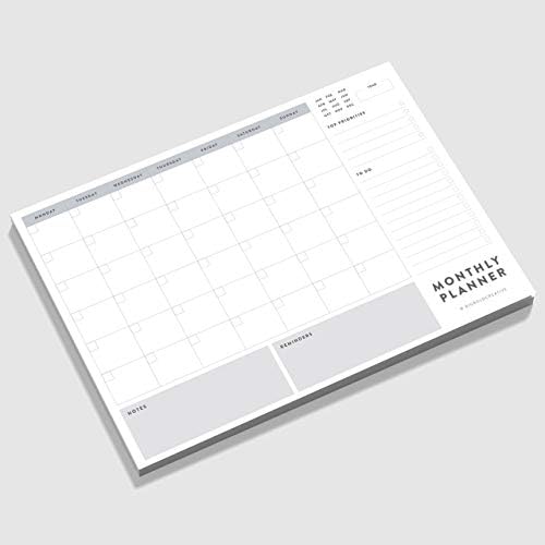 Monthly Planner Pad with 50 Tear Off Pages Notes Section, Undated Desk ...