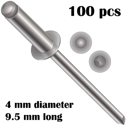 4mm x 9.5mm Pop Rivets Rivet with Flange Rivets (100 Pack) – Blind ...