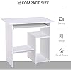 homcom Compact Small Computer Table Wooden Desk Keyboard Tray Storage ...