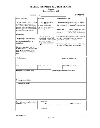 IECEX 60079-0 Ed. 3.1 en:2002, Assessment and Test Report (ATR) for IEC ...