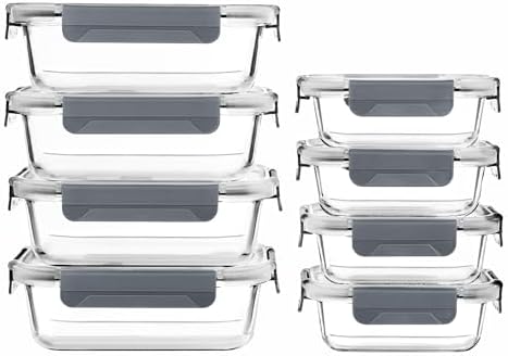 Vtopmart 15 Pack Glass Food Storage Containers, Meal Prep Containers ...